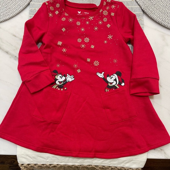 Disney | Dresses | Disney Red Dress With Mickey And Snowflakes | Poshmark